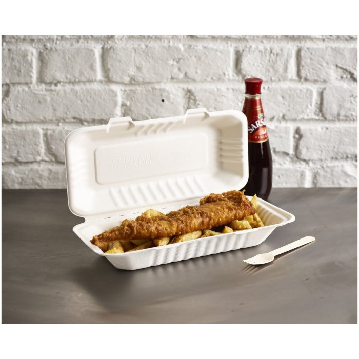 Bagasse Compostable Fish Chip Box - XL - Pack of 200 | EcoBoxes